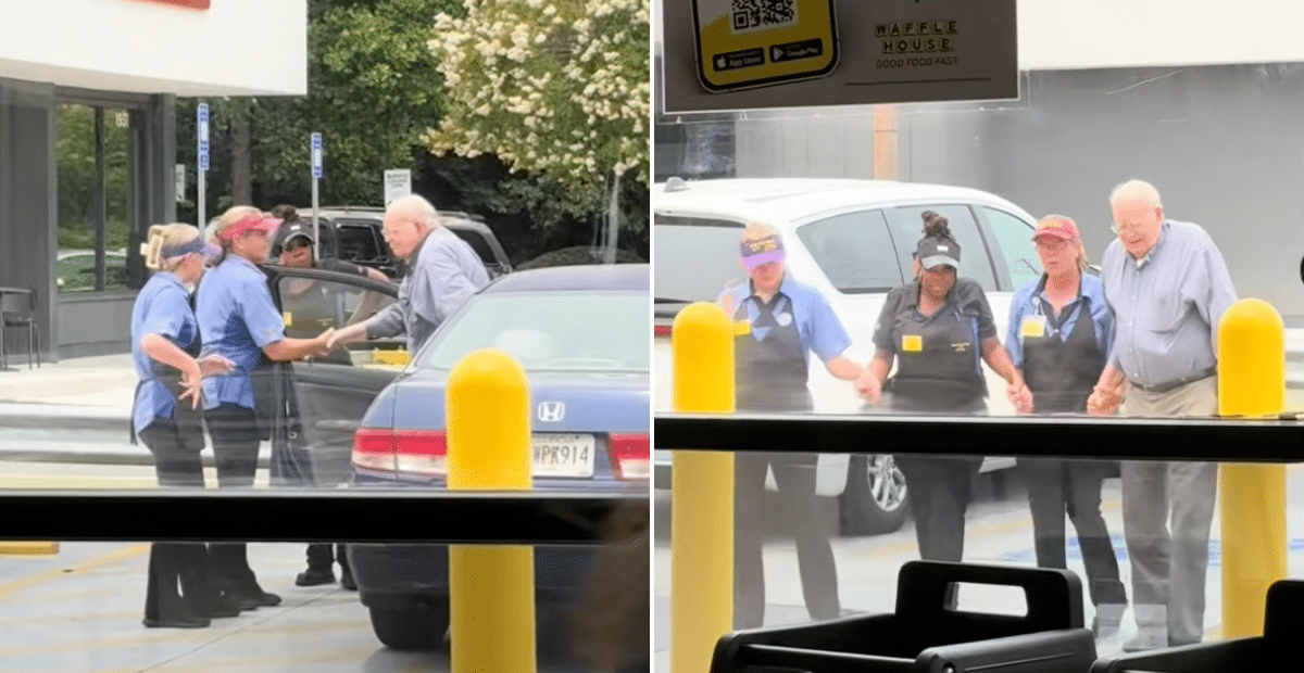 Waffle House Employees Rush To Greet Elderly Regular In Viral Video ...